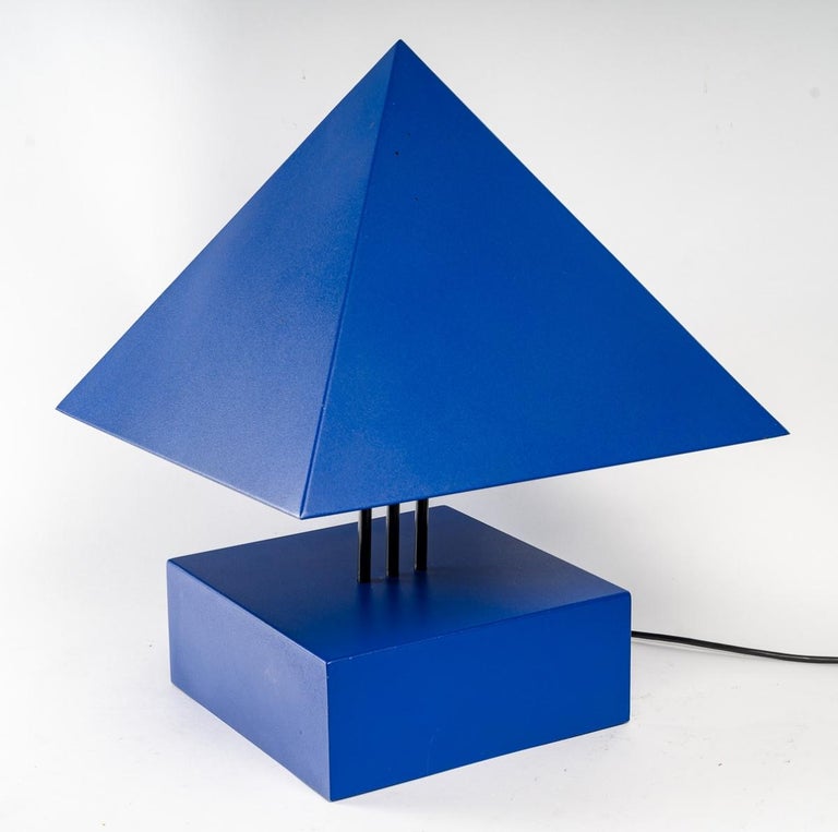 Blue Painted Metal Triangle Lamp by Alain Letessier, 1987 For Sale at ...
