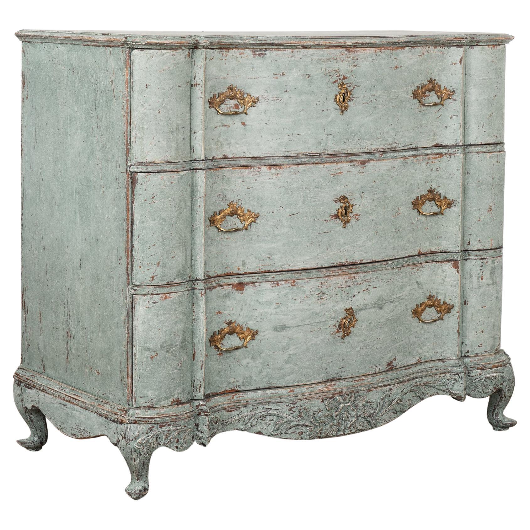 Small Blue Painted Rococo Chest of Three Drawers, Sweden circa 1850-70 ...
