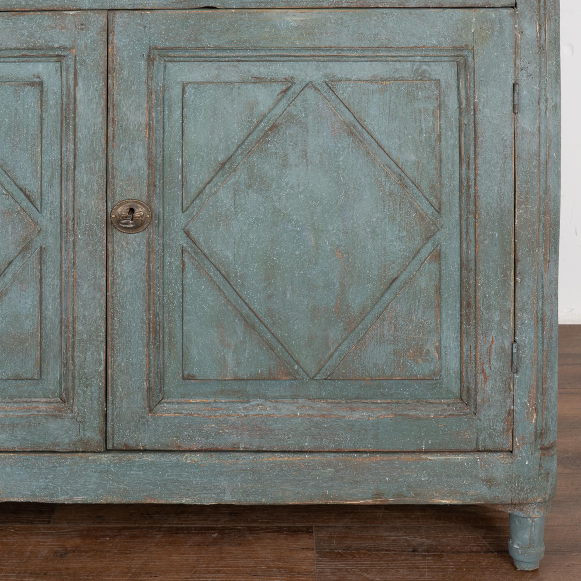 Blue Painted Tall Sideboard Buffet, Sweden circa 1880 For Sale at 1stDibs