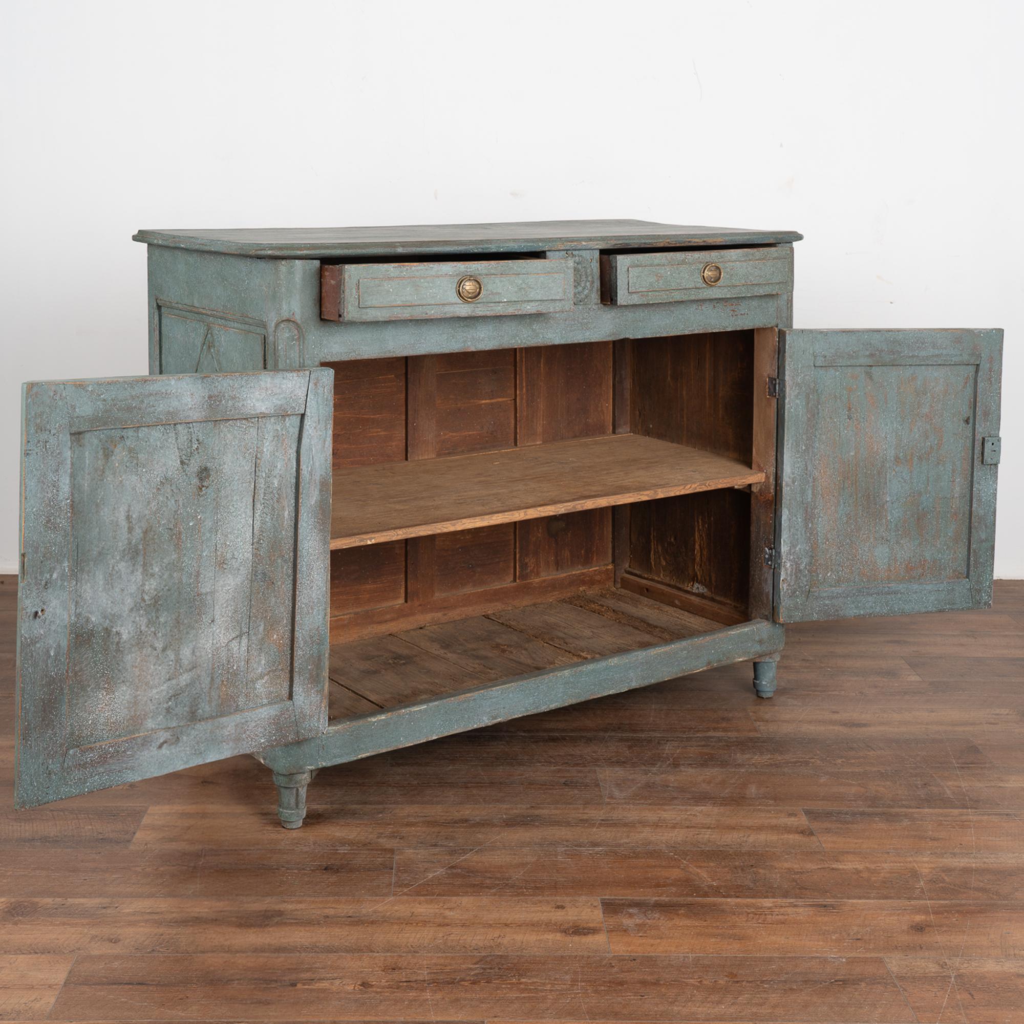 Blue Painted Tall Sideboard Buffet, Sweden circa 1880 For Sale at 1stDibs