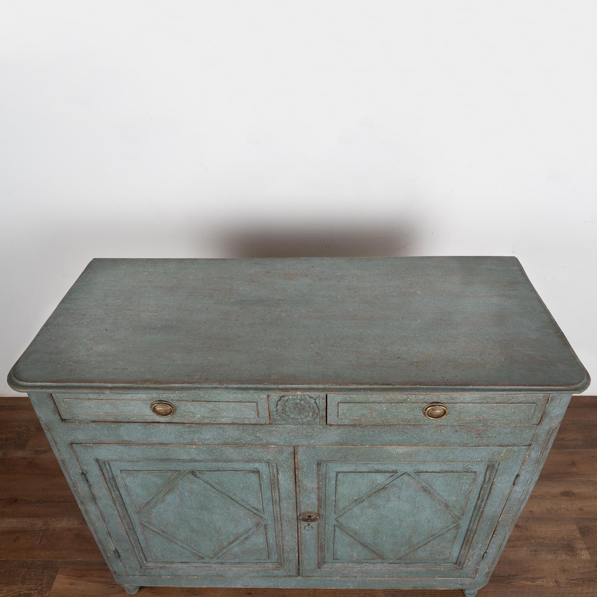 Blue Painted Tall Sideboard Buffet, Sweden circa 1880 For Sale at 1stDibs