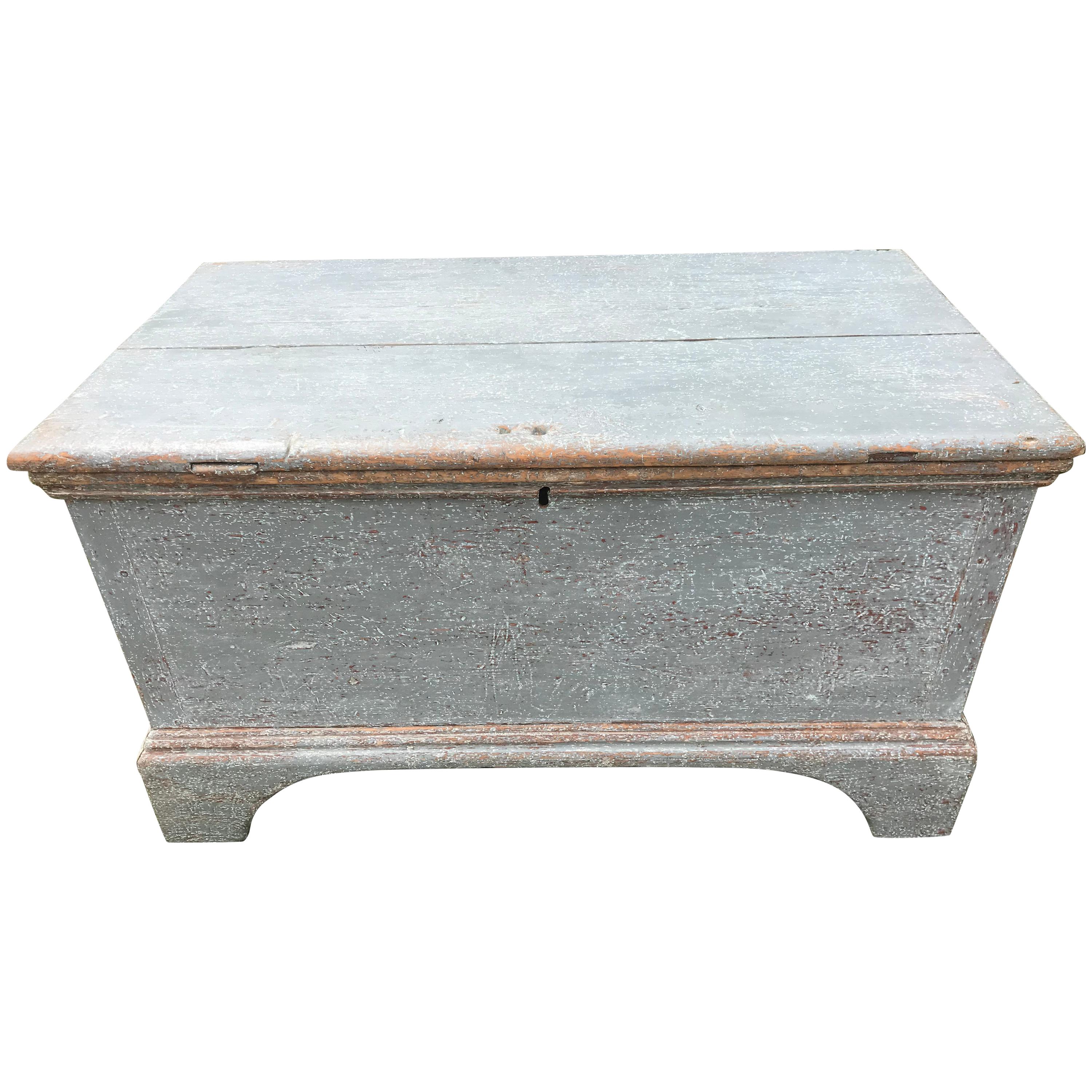 Blue Painted Trunk - 2 For Sale on 1stDibs