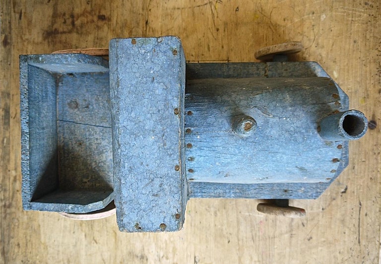 Blue Painted Wooden Toy Engine, French, 1920s at 1stDibs