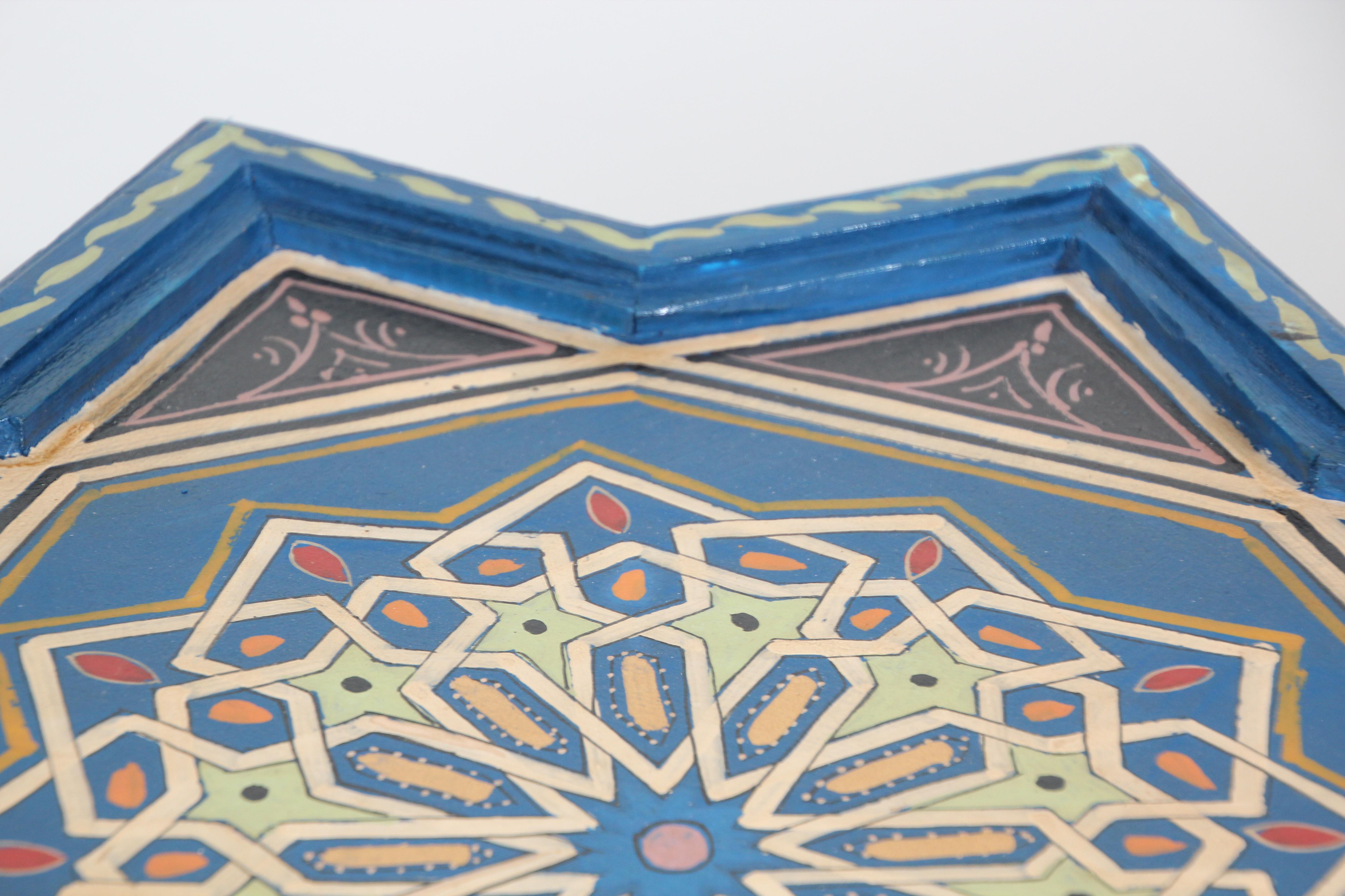 Blue Pair of Moorish Star Shape Side Tables For Sale at 1stDibs