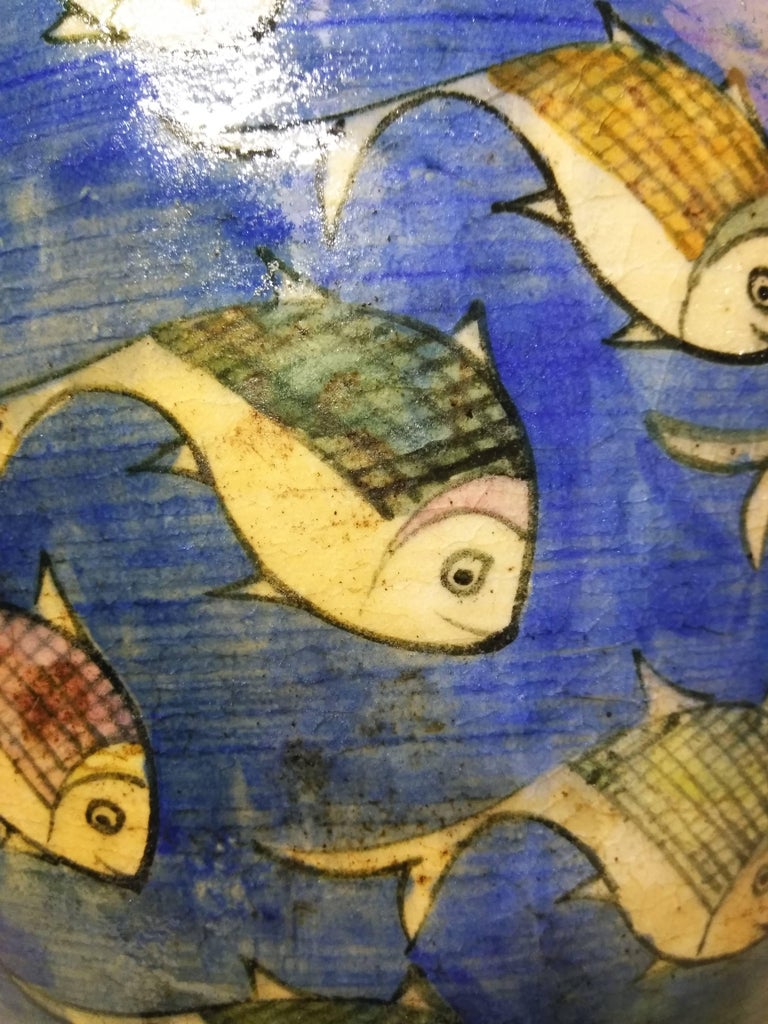 Blue Persian Ceramic Fish Vase at 1stDibs