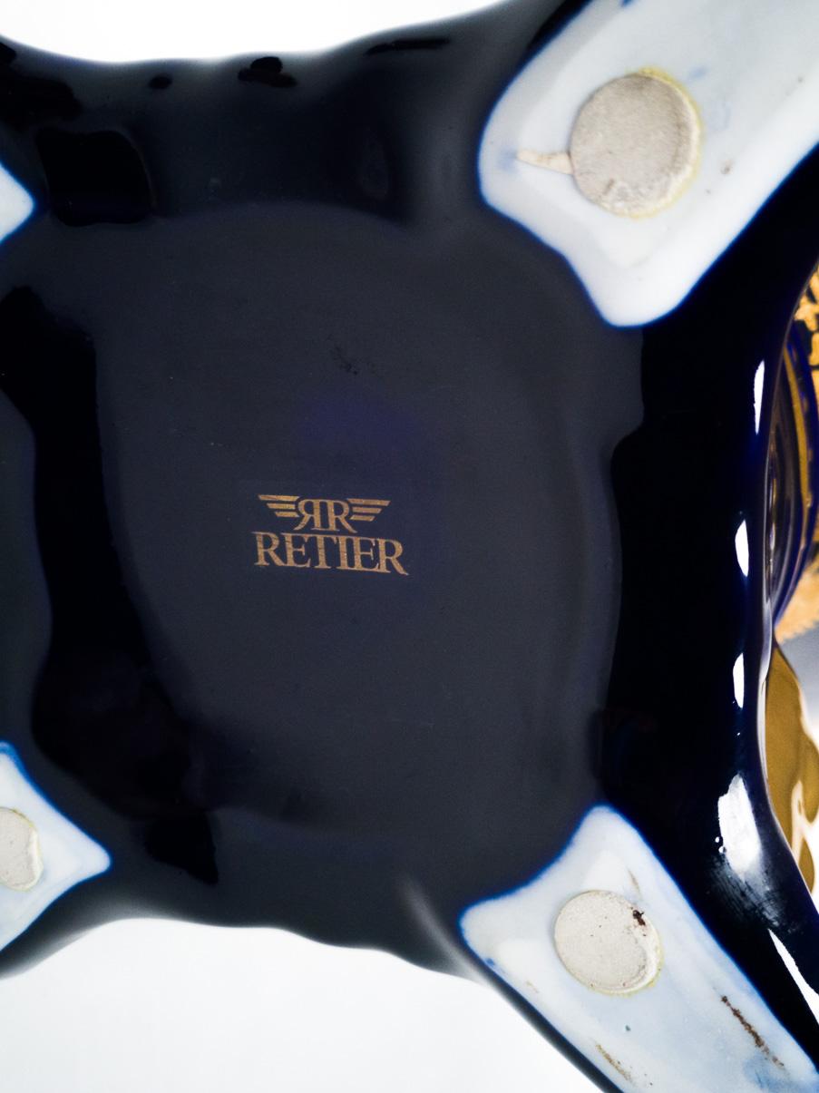 Blue Porcelain Amphora, Retier, 20th Century For Sale at 1stDibs