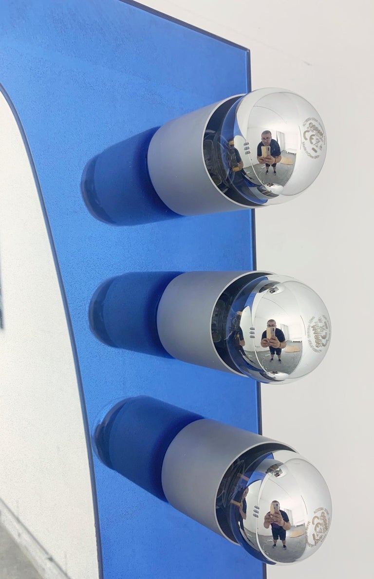 Blue Rectangular Mirror with Lights by Veca For Sale at 1stDibs