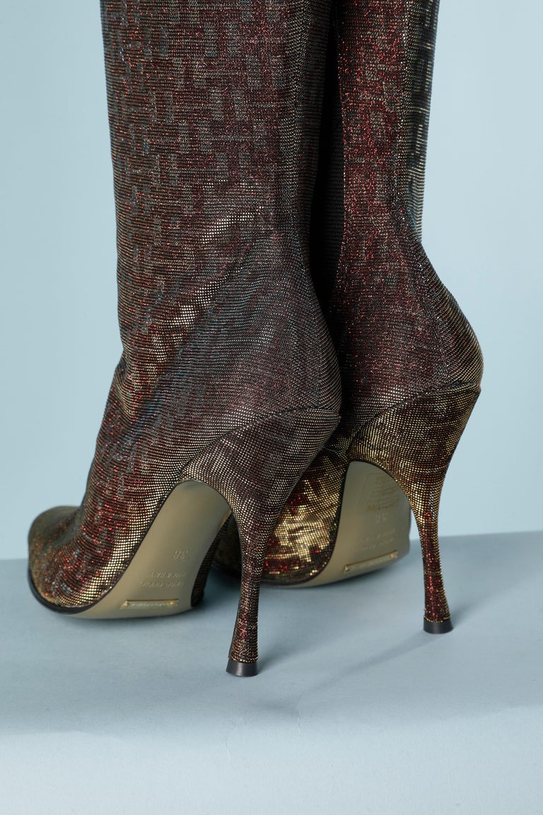 Blue, red and gold hologram fabric boots Dolce and Gabbana NEW For Sale ...