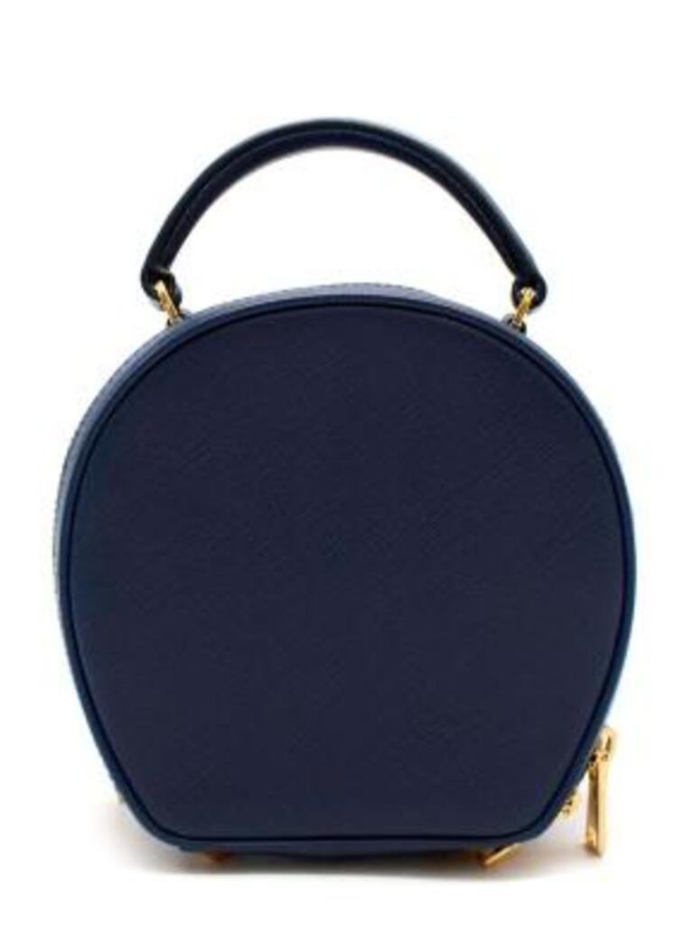 Blue Round Saffiano Leather Top Handle Bag For Sale at 1stDibs