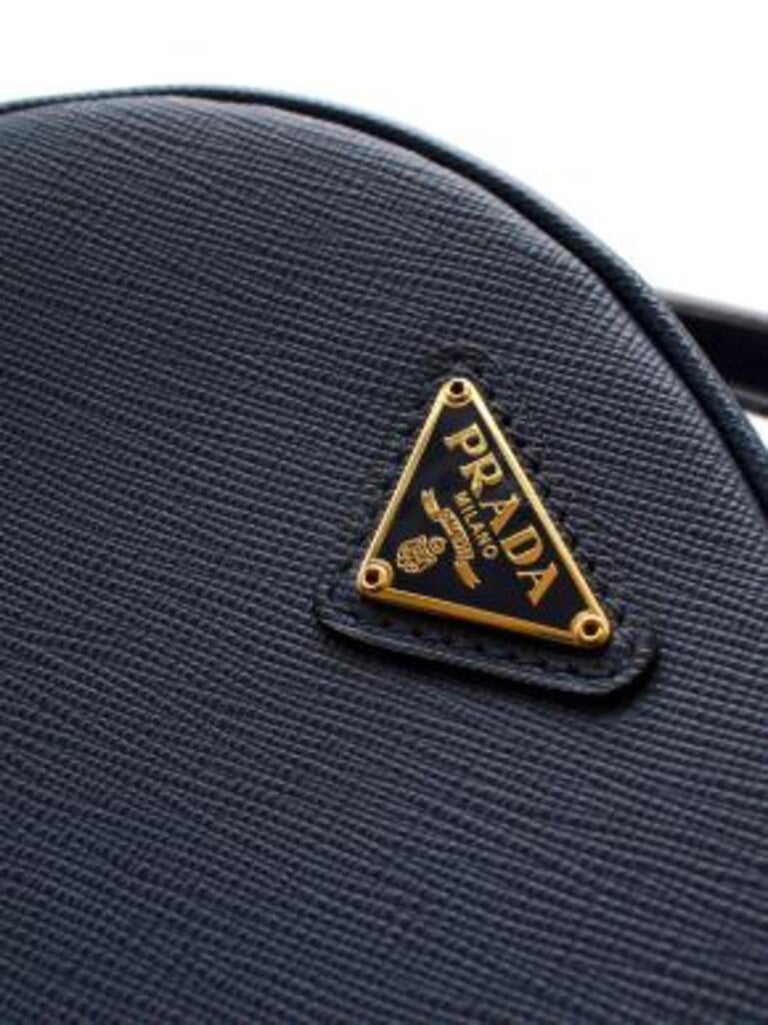 Blue Round Saffiano Leather Top Handle Bag For Sale at 1stDibs