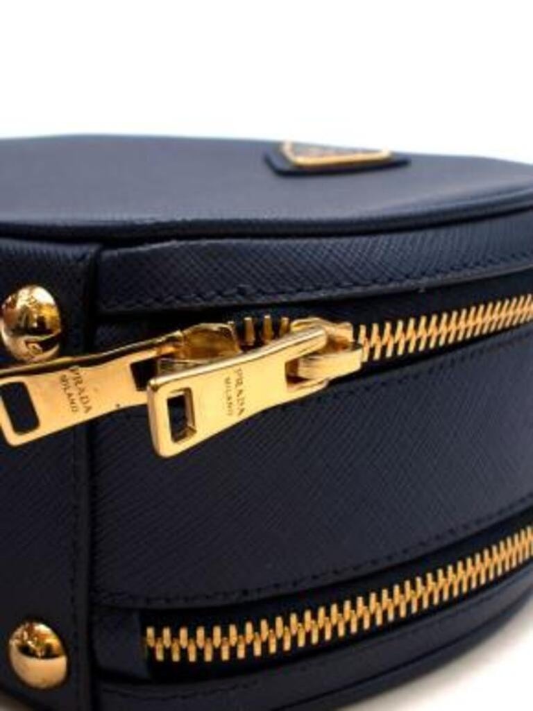 Blue Round Saffiano Leather Top Handle Bag For Sale at 1stDibs