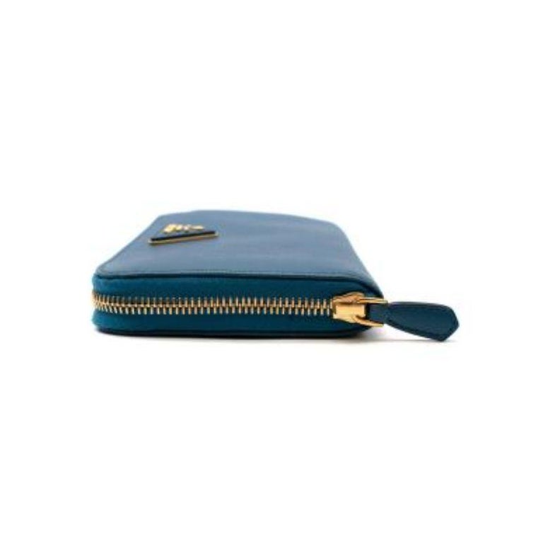 blue Saffiano leather long wallet For Sale at 1stDibs