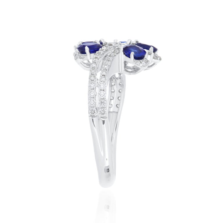 Blue Sapphire and Diamond Beautifully Hand crafted in 18 Karat White ...