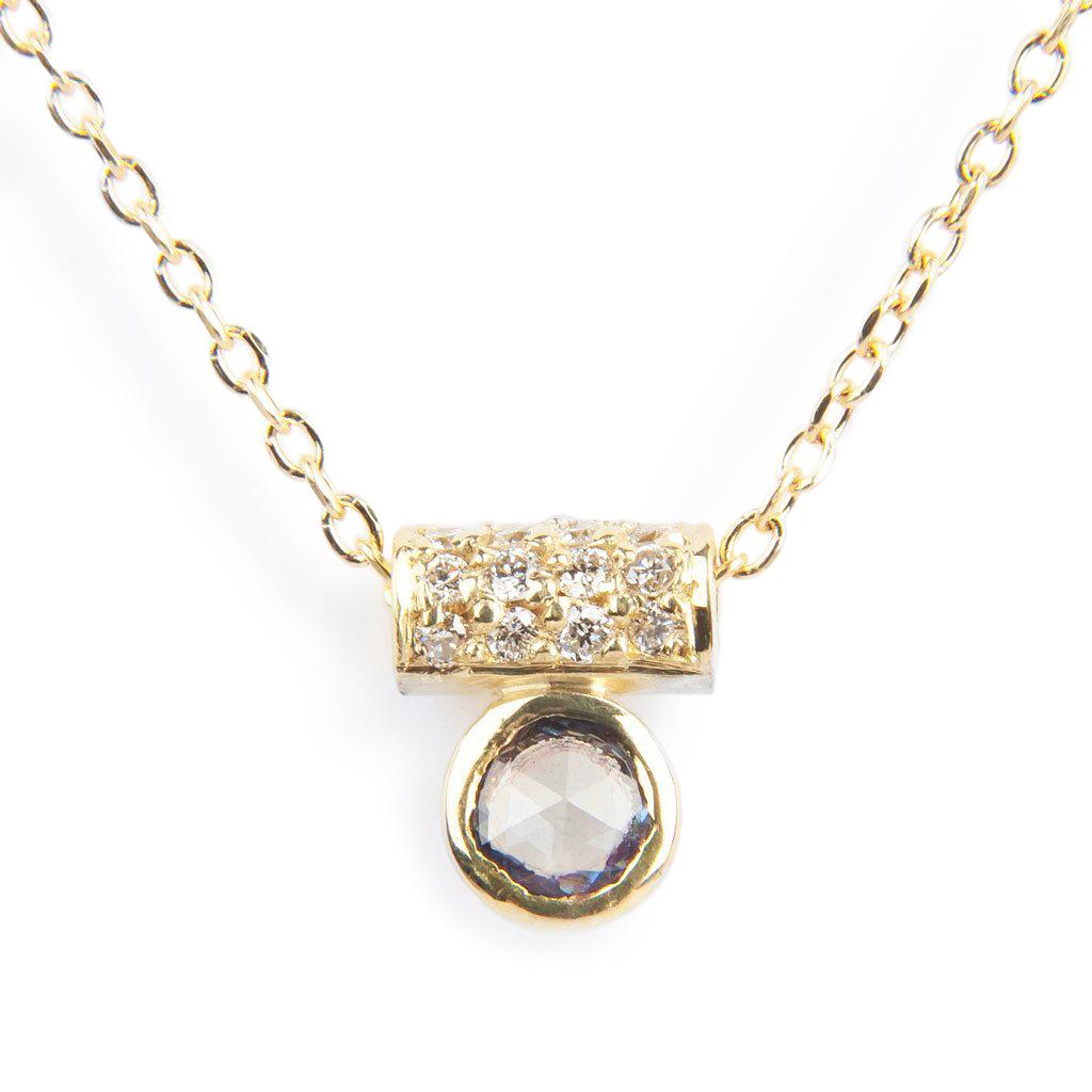 Blue Sapphire And Diamond Tube Necklace For Sale At 1stdibs