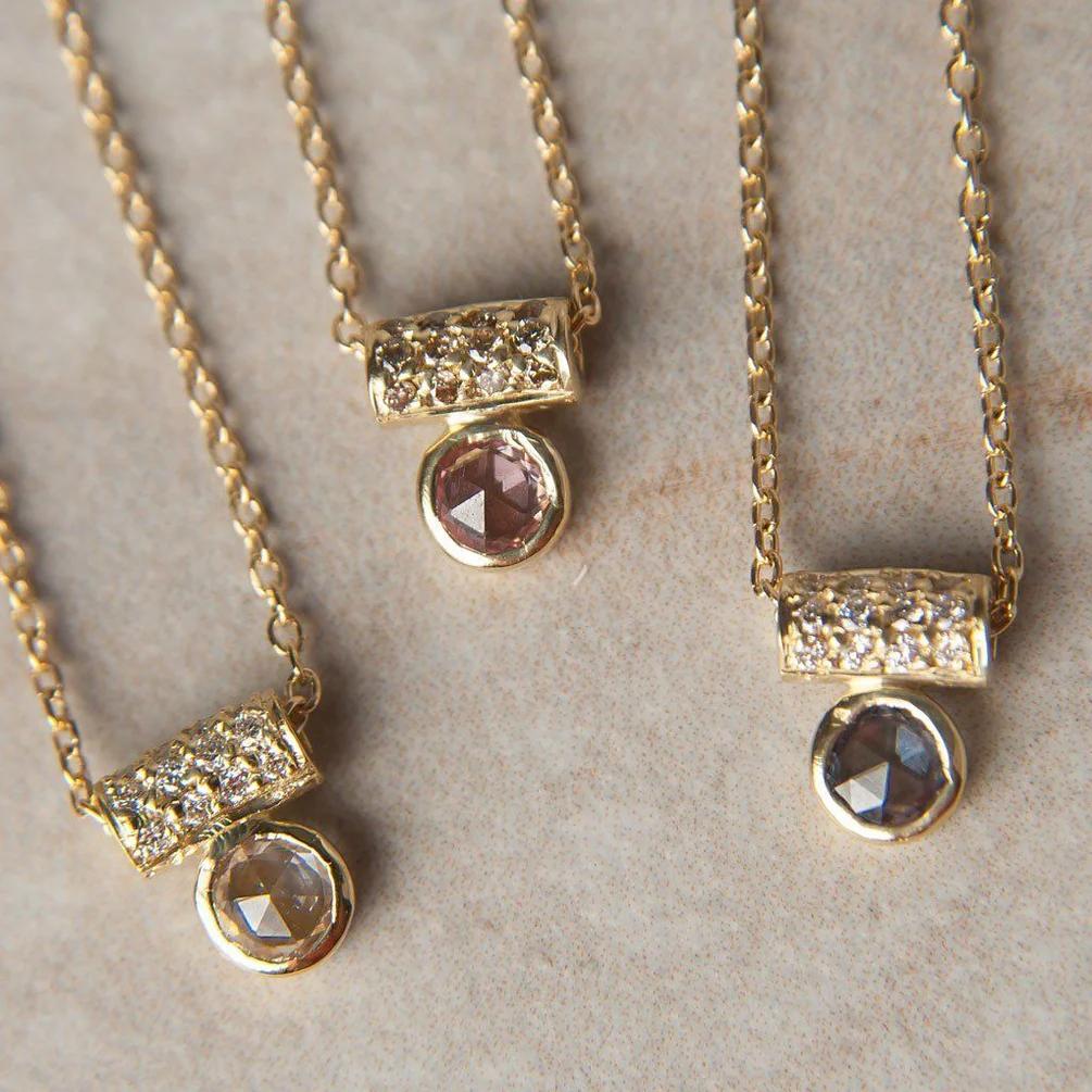 Blue Sapphire and Diamond Tube Necklace For Sale at 1stDibs