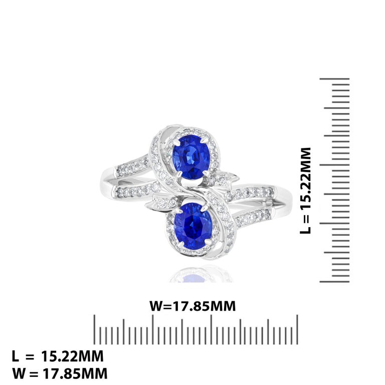Blue Sapphire and Dimond Ring 18 Karat White Gold for Wedding Wear Ring ...