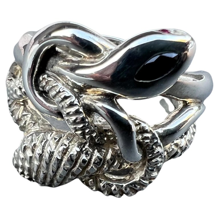 Blue Sapphire Black Diamond Ruby Snake Ring Sterling Silver Animal ...