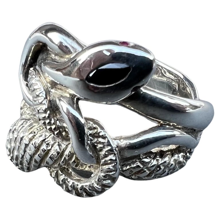 Blue Sapphire Black Diamond Ruby Snake Ring Sterling Silver Animal ...