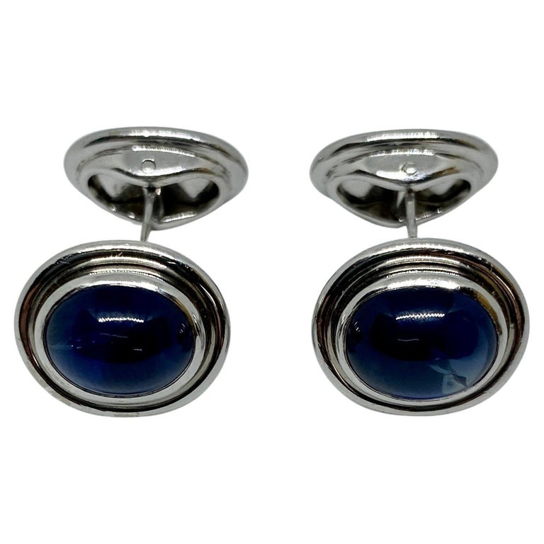 Blue Sapphire Cufflinks in White Gold by Asprey and Garrard For Sale at ...