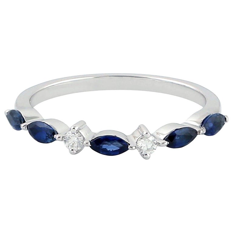 Customizable Blue Sapphire Diamond 18 Karat Gold Ring For Sale at 1stDibs