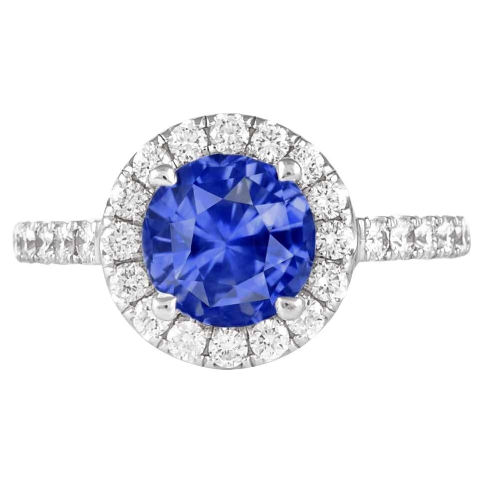 Leon Mege Lotus Halo Engagement Ring with Blue Sapphire Diamond Micro ...