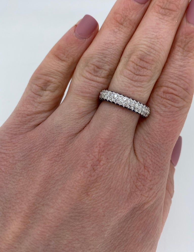 Blue Sapphire and Diamond Pavé Set Band at 1stDibs
