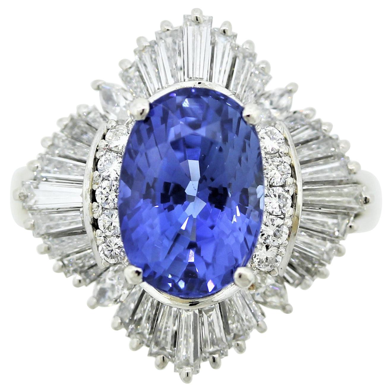 Sapphire Diamond Platinum Ring at 1stDibs