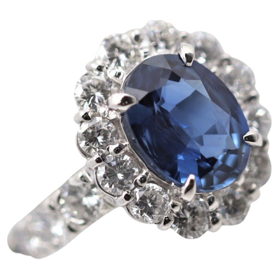 Turquoise Sapphire Diamond Platinum Ring at 1stDibs