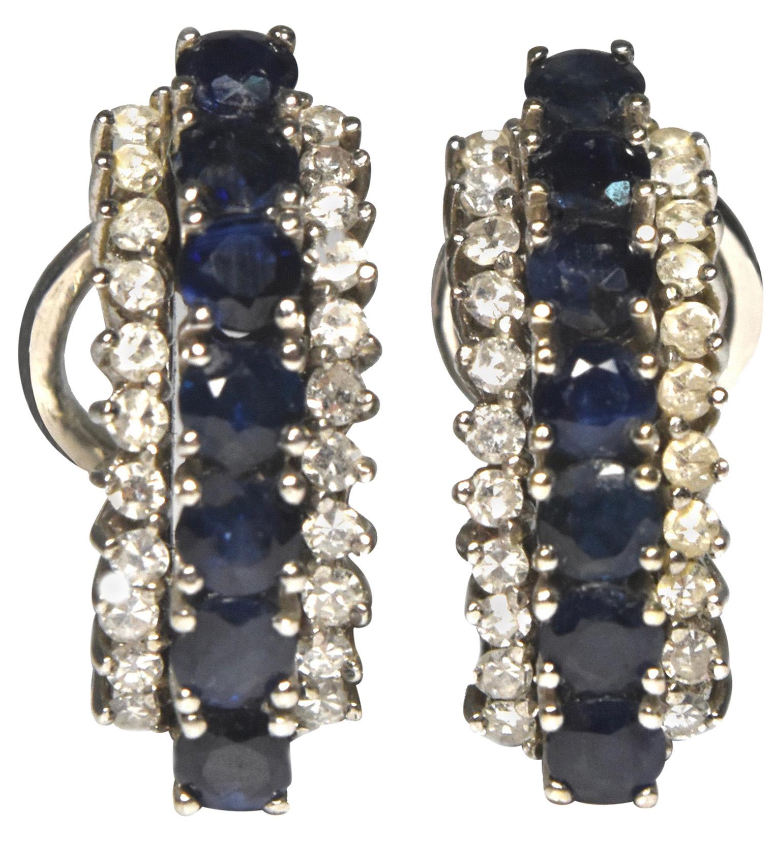 1980s Harry Winston Exquisite Blue Sapphire Diamond Gold Dome Earrings ...