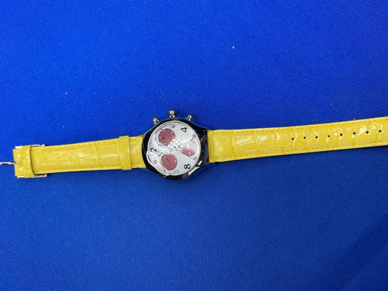 Blue Sapphire and Diamonds Pave Dial Luxury Swiss Quartz Exotic Leather ...