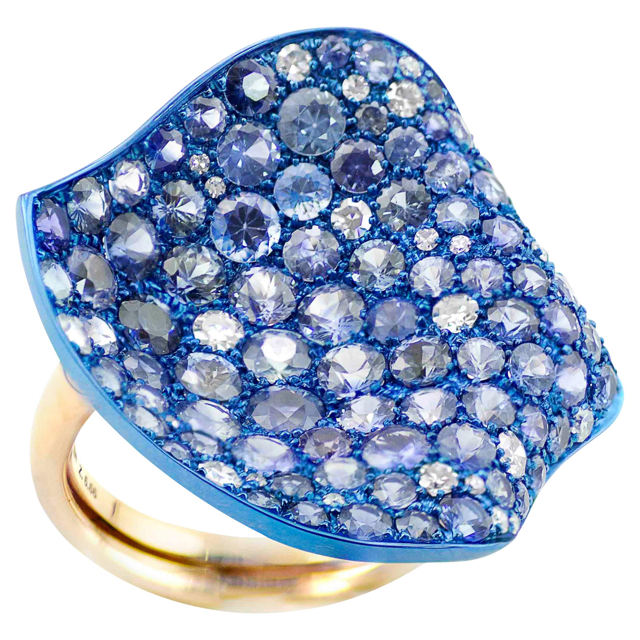 Diamond Blue Titanium 18 KT White Gold Silver Chalcedony Made in Italy ...