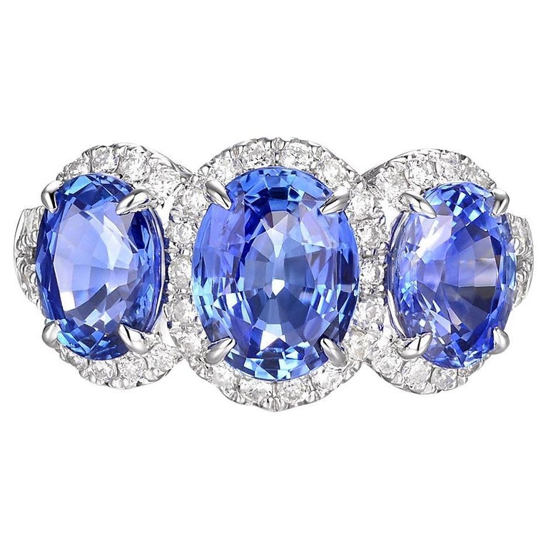 Blue Sapphire Half Band Ring in 18 Karat White Gold For Sale at 1stDibs