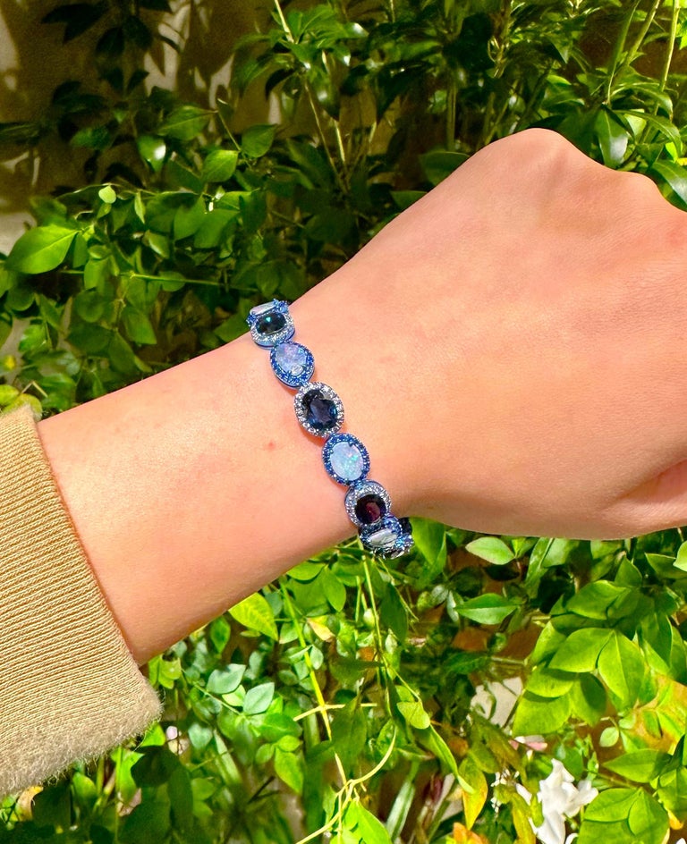 Blue Sapphire, Opal and Diamond Bracelet, 18K Gold, Austy Lee For Sale ...