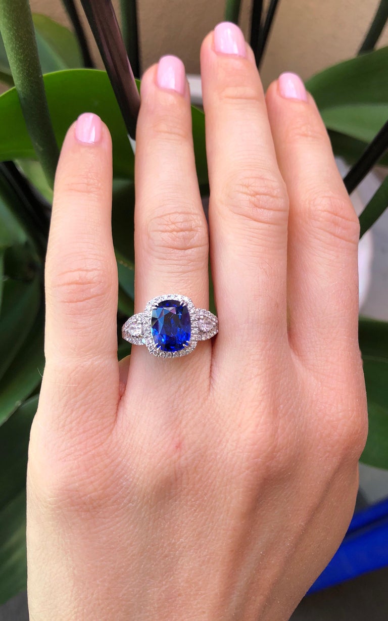 Sapphire Ring Cushion Cut 3.24 Carats at 1stDibs | cushion cut sapphire ...