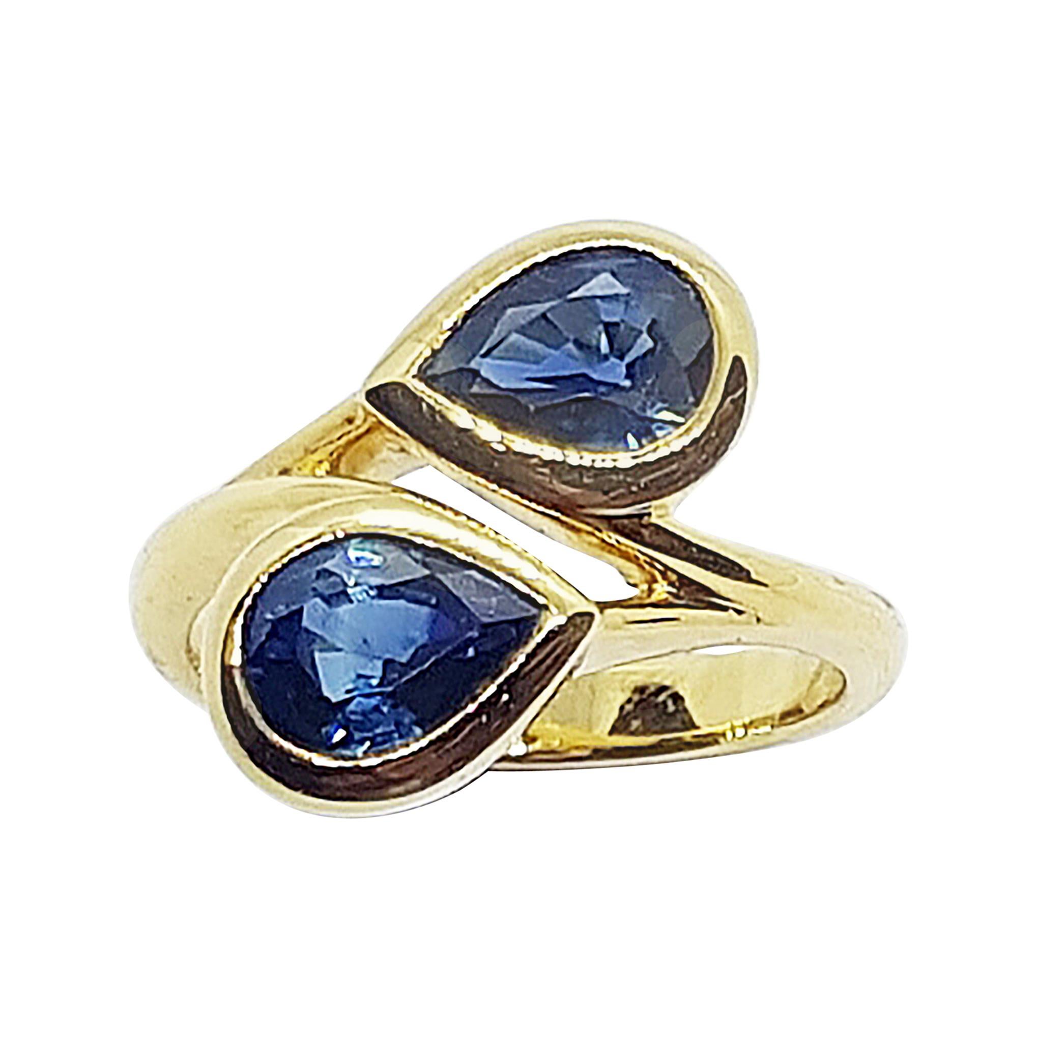 Blue Sapphire Ring Set in 18 Karat Gold Settings For Sale at 1stDibs ...