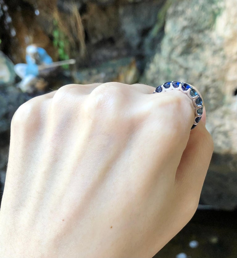 Blue Sapphire Ring Set in Platinum 950 Settings For Sale at 1stDibs