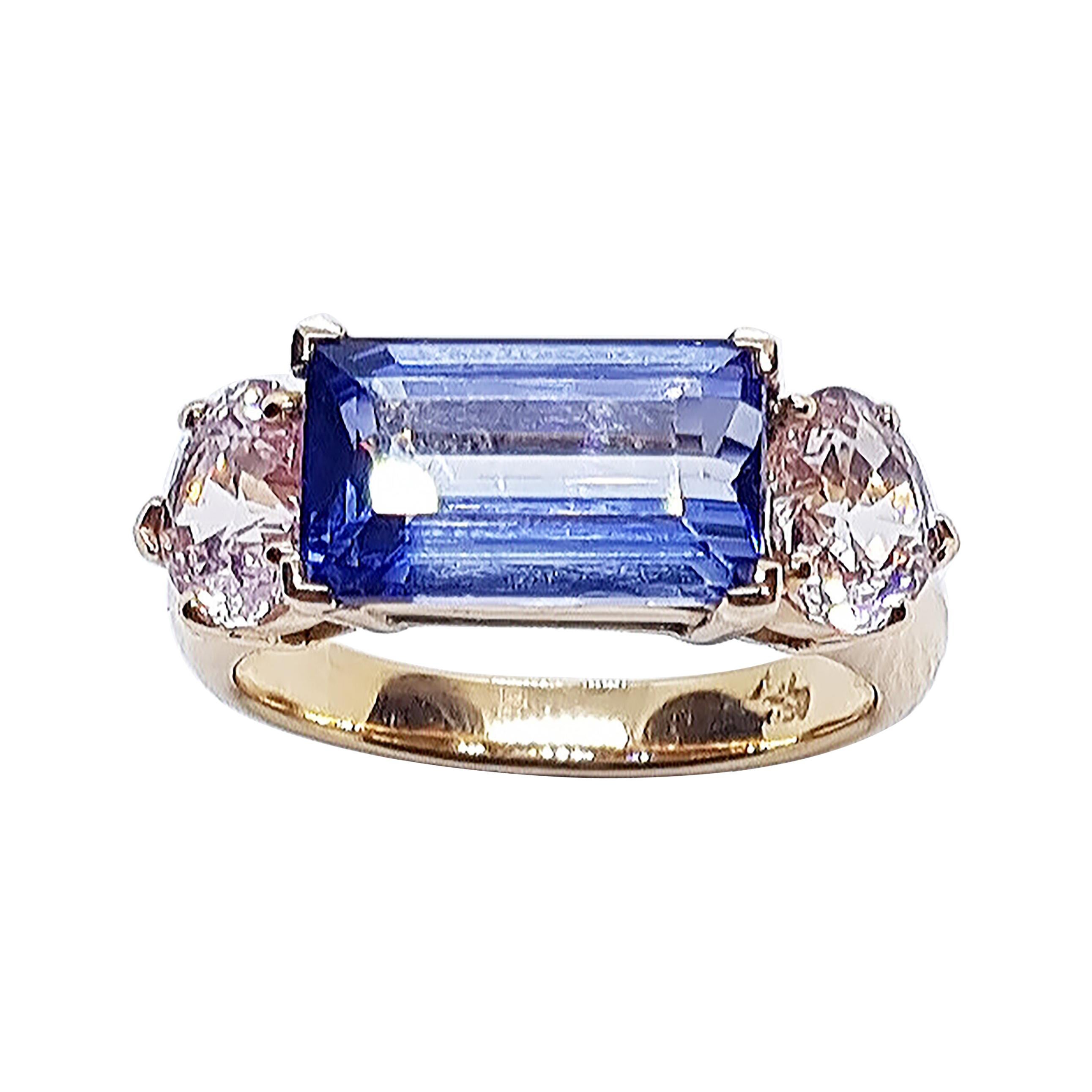 Pink Sapphire with Blue Sapphire Ring Set in 18 Karat White Gold ...