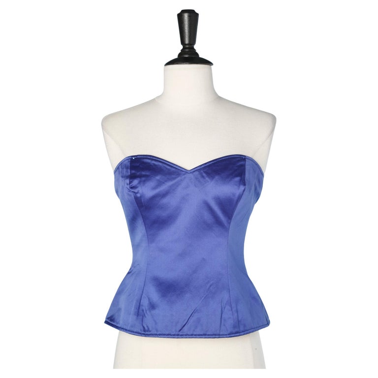 Blue satin bustier Ungaro Solo Donna For Sale at 1stDibs