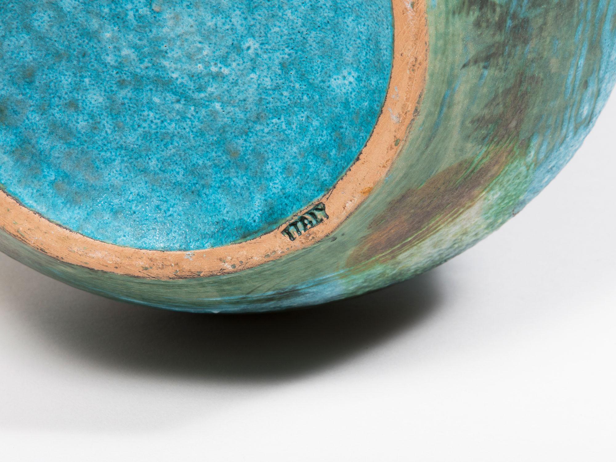 Blue Sgraffito Ceramic Vase at 1stDibs