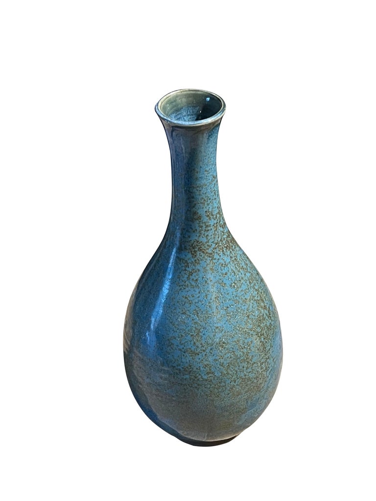 Blue Speckle Glaze Thin Long Neck Shape Vase, China, Contemporary For ...