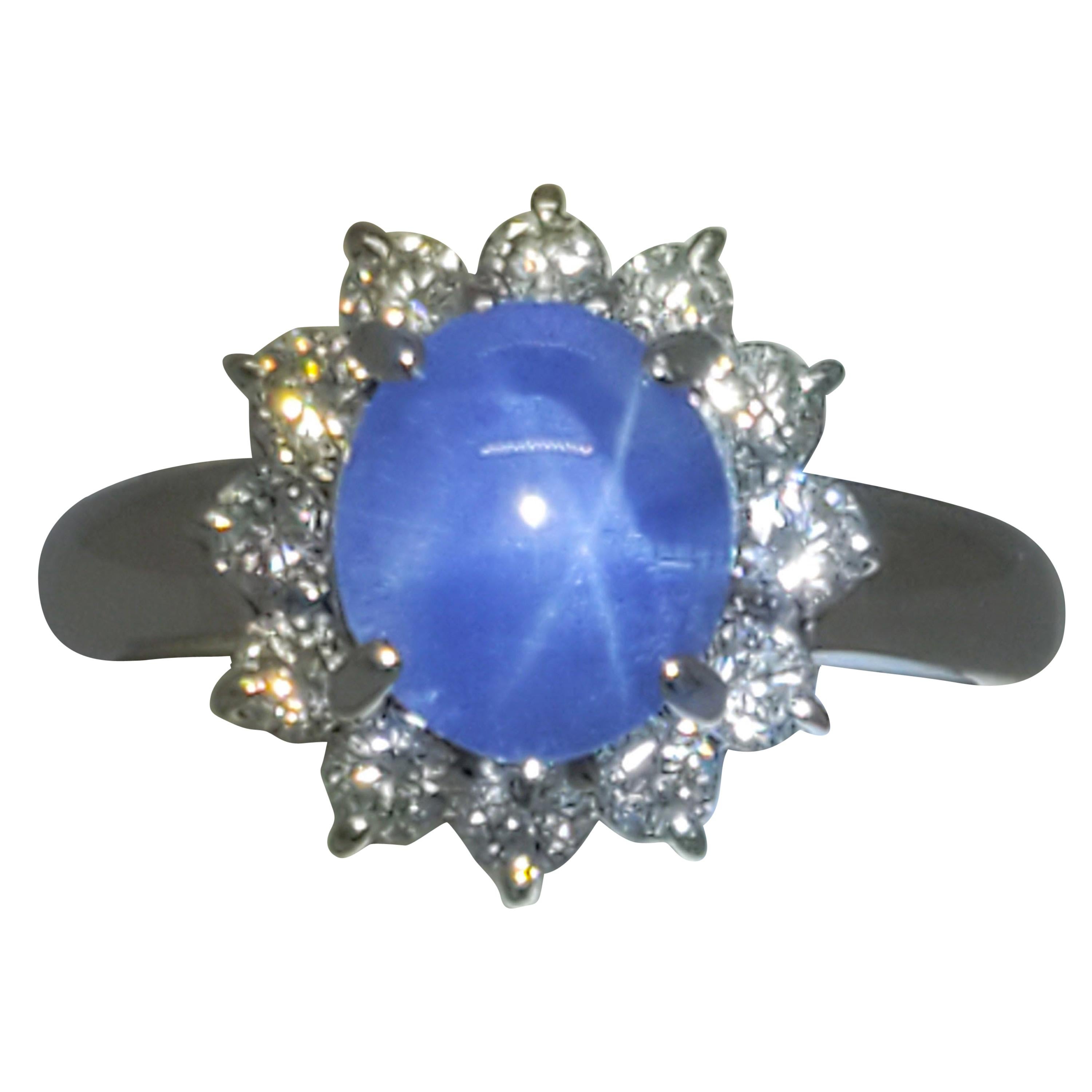 Retro Oscar Heyman Platinum 20 Carat Natural Blue Star Sapphire Diamond ...