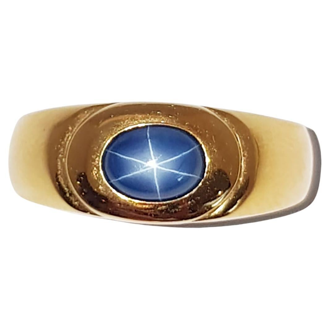 Blue Star Sapphire Ring Set in 18 Karat Gold Settings at 1stDibs