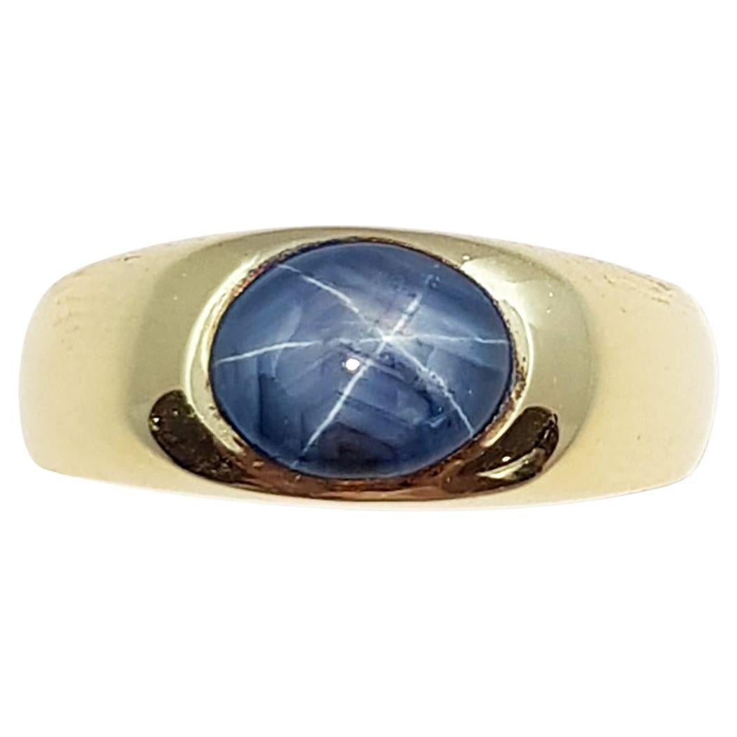 Blue Star Sapphire with Diamond Ring Set in 18 Karat Gold Settings For ...
