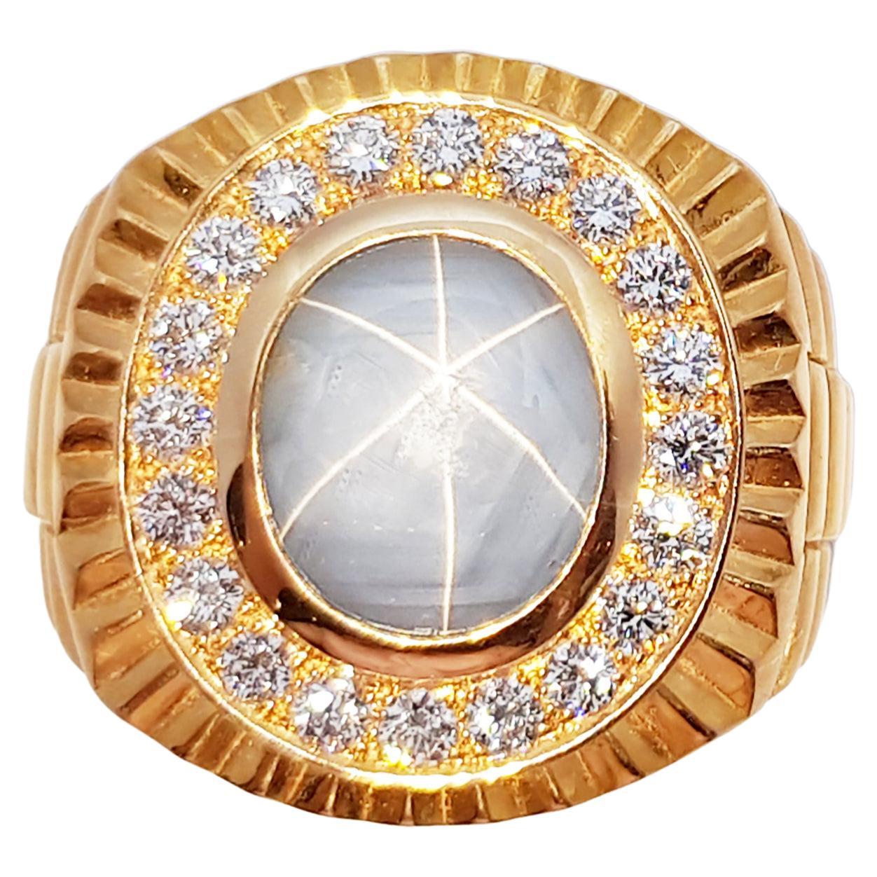 Star Ruby with Blue Star Sapphire Ring Set 18 Karat Rose Gold Settings ...