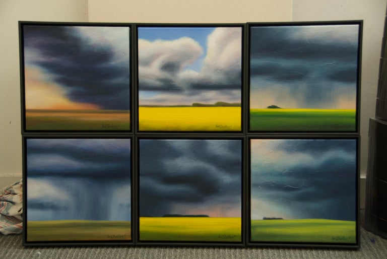 "Blue Storm" Green, Blue Prairie Oil Landscape by Storm Chaser Ian ...