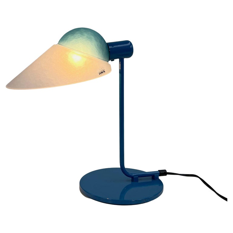 Blue Table Lamp in Glass and Metal from VeArt, 1980s For Sale at 1stDibs