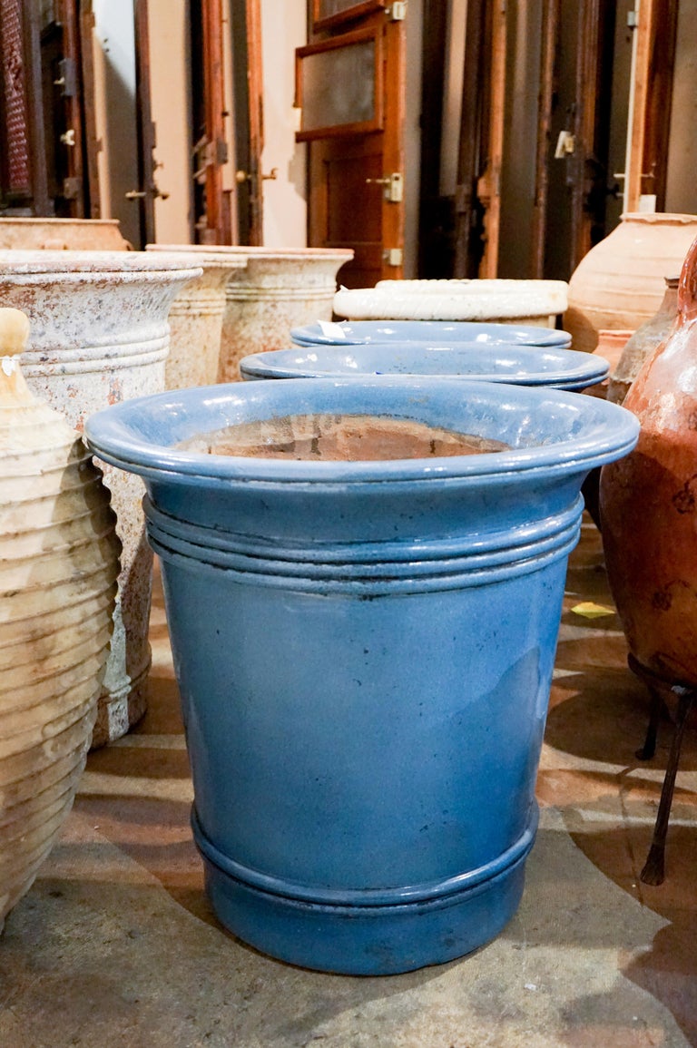 Blue Terra Cotta Planter For Sale at 1stDibs | blue terracotta planter