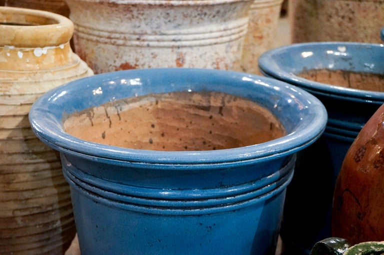 Blue Terra Cotta Planter For Sale at 1stDibs