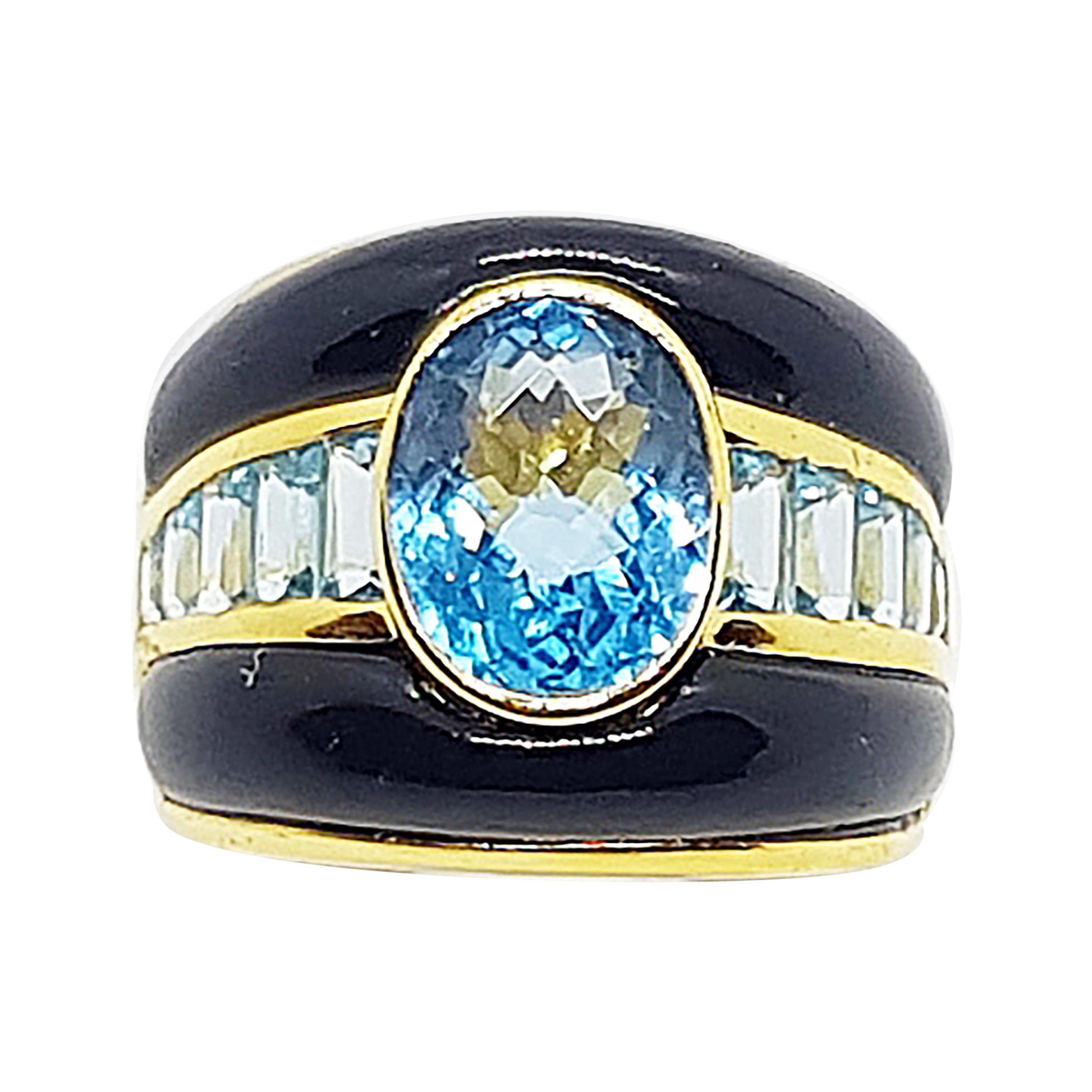 London Blue Topaz Ring Set in 18 Karat Gold Settings For Sale at ...