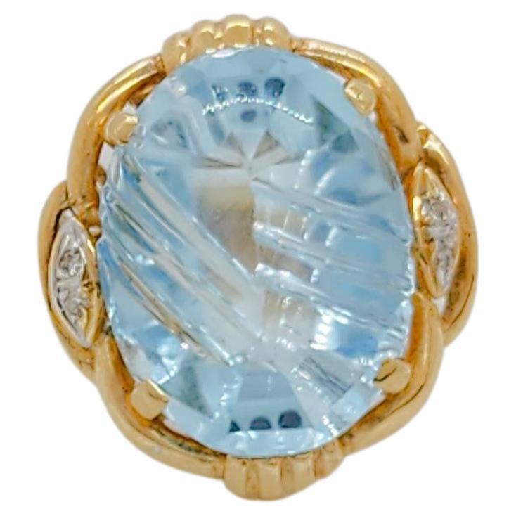 Blue Topaz 52.30 CT and Diamond Cocktail Ring 0.90CT In 14K White Gold ...